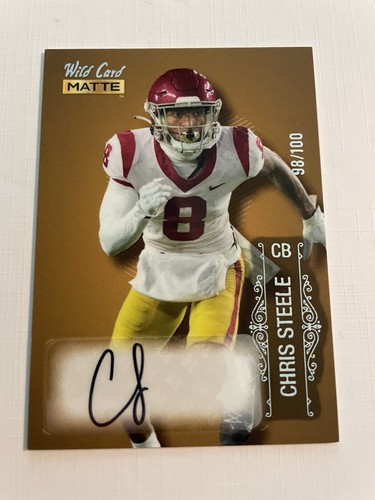 2022 WILD CARD MATTE AUTO CHRIS STEELE 98/100 USC Pittsburgh Steelers ...