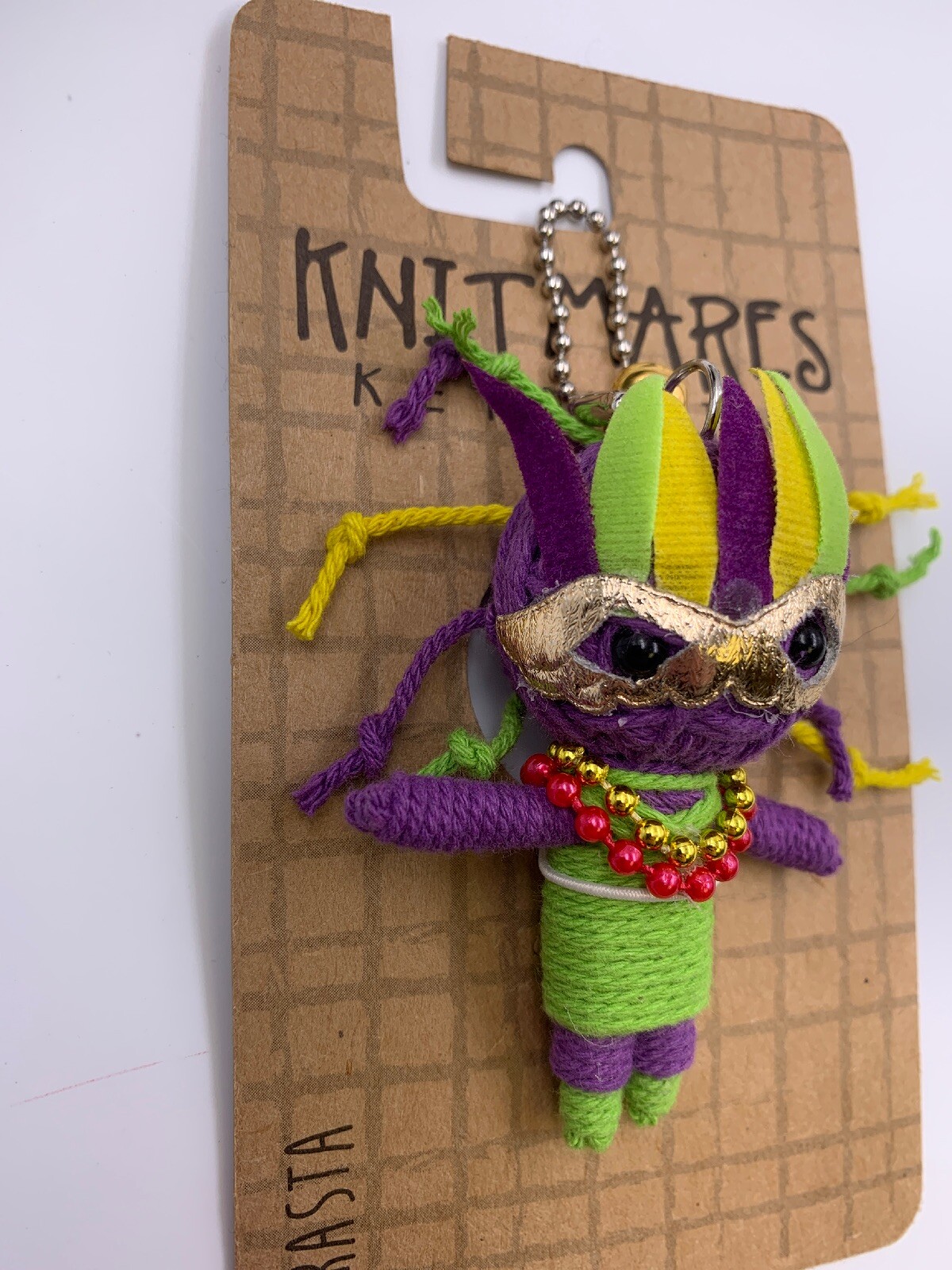 Knitmares MARDI GRAS RASTA HALLOWEEN Yarn Keychain One Of Kind Backpack ...