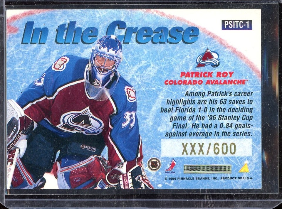 1996-97 Summit In The Crease Premium Stock #PSITC1 Patrick Roy XXX/600 ...