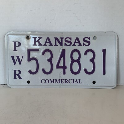 Kansas Power Commercial License Plate Tag PWR 534831 Collector Man Cave ...