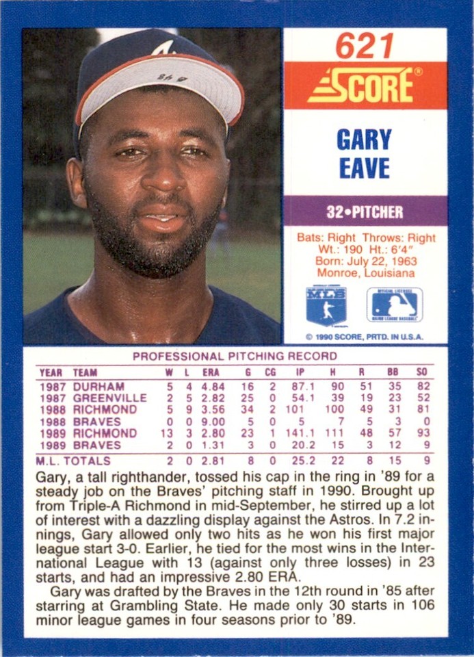 1990 Score Gary Eave Baseball Cards #621 | eBay