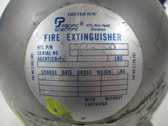 Meggitt Pacific Scientific HTL Fire Extinguisher - Dassault Falcon 30421100
