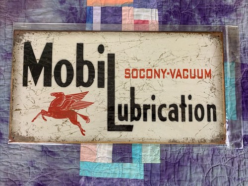 Mobil Lubrication Tin 16x8.5 Metal Sign Gas Oil Socony-Vacuum Company ...