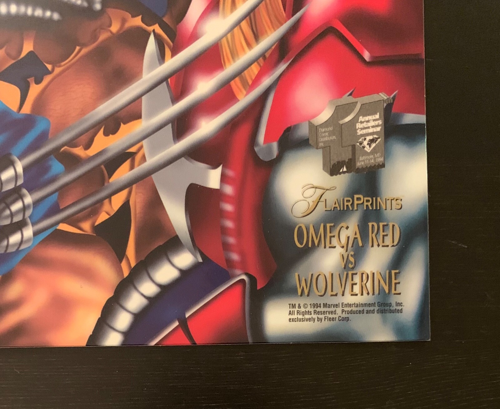 1994 MARVEL FLAIR WOLVERINE VS OMEGA RED LARGE COMIC CARD PROMO 6 X 10 ...
