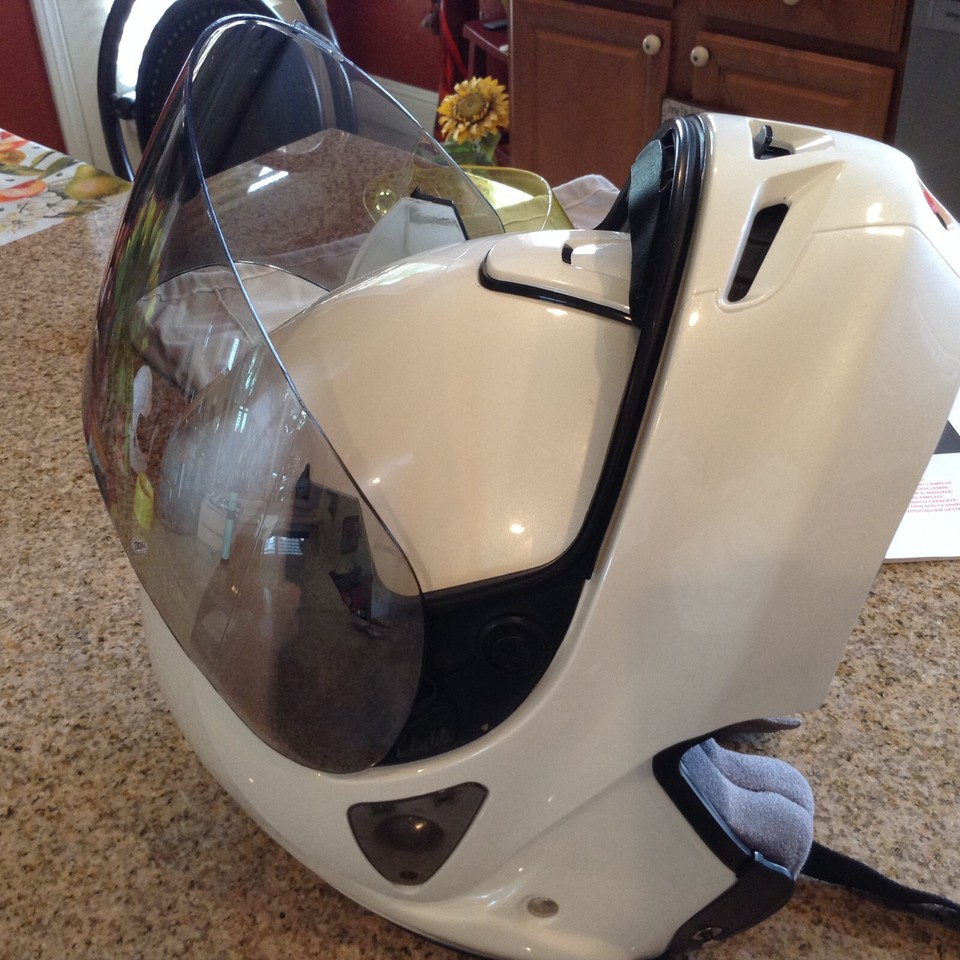 Shoei Multitec Modular GLOSSY WHITE Motorcycle Helmet + extra visor sz ...