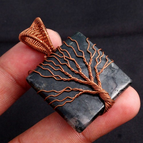 Tree Of Life Moss Agate Gemstone Copper Wire Wrapped Pendant Jewerly ...