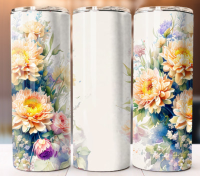 Flowers Add Your Name Cup Tumbler Mug 20 oz Stainless Steel Custom ...