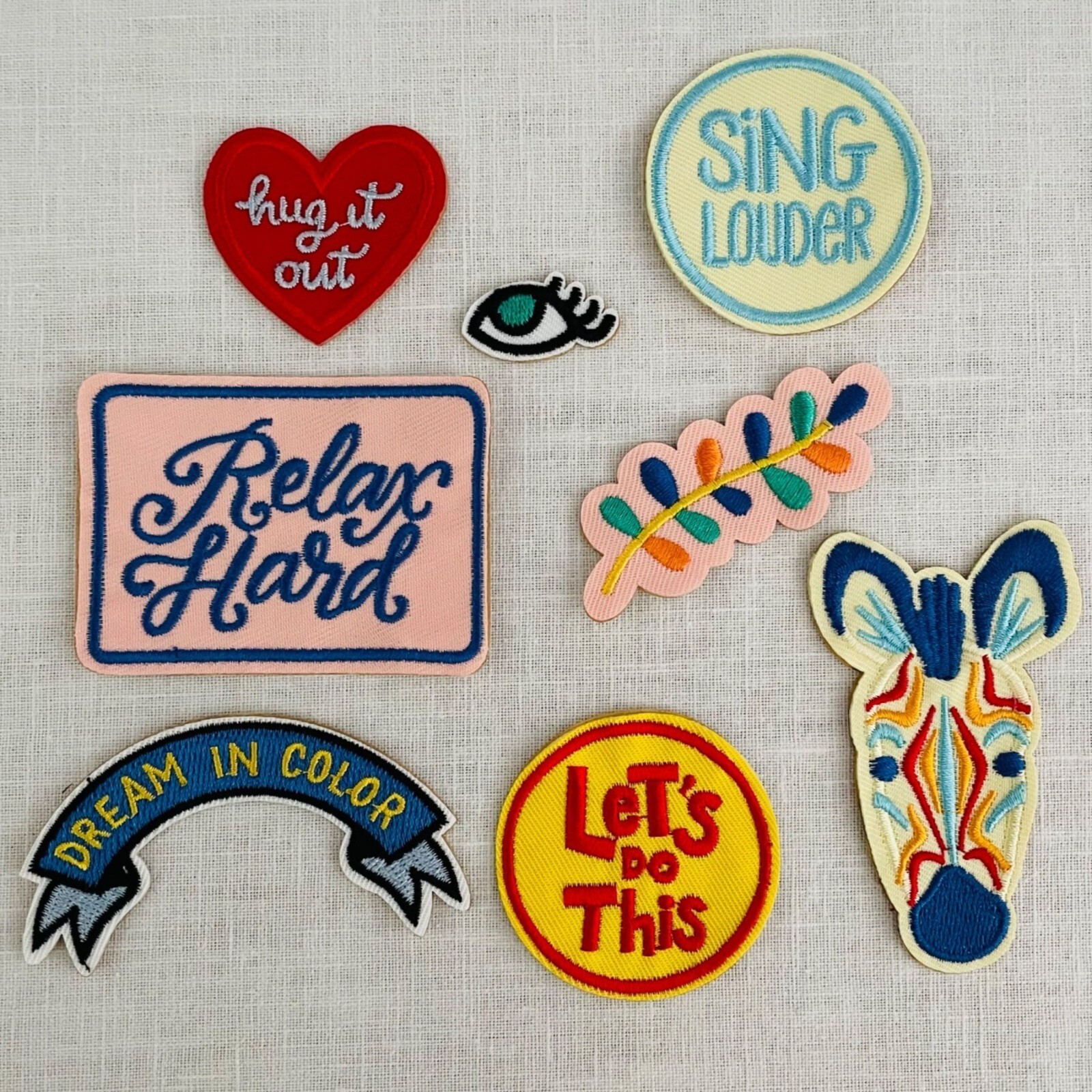 Set of 8 Colorful Embroidered Patches Fun Quotes and Designs for ...