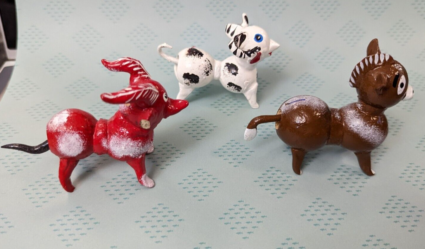 TONALA Mexico Small Animal Bobble Head Farm Creatures Goat Donkey Cow ...