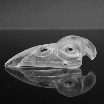 3.48"Natural white crystal crow head with ,-carved crystal healing K520 ...