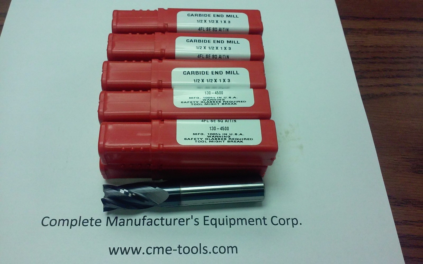 10pcs HTC 1/2"x1x3 Solid Carbide End Mills Tialn Coated,4flt s/e,center ...
