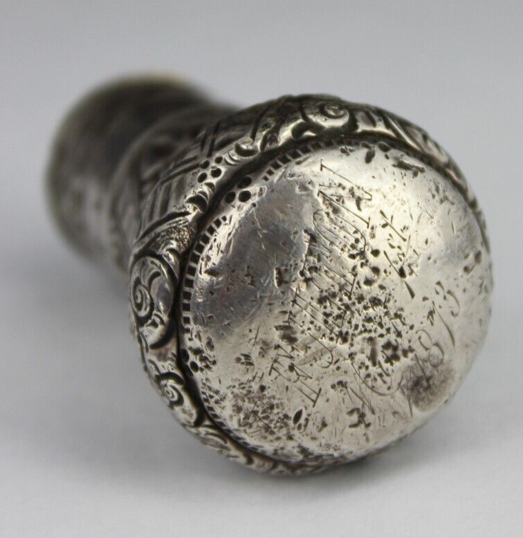 Antique cane handle Monogram "FULTON 1873" sterling silver 1800's OLD ...
