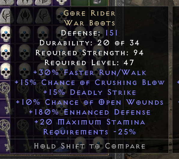 Diablo 2 Resurrected D2R - 180%ed Gore Rider War Boots - SC - PC - NL ...