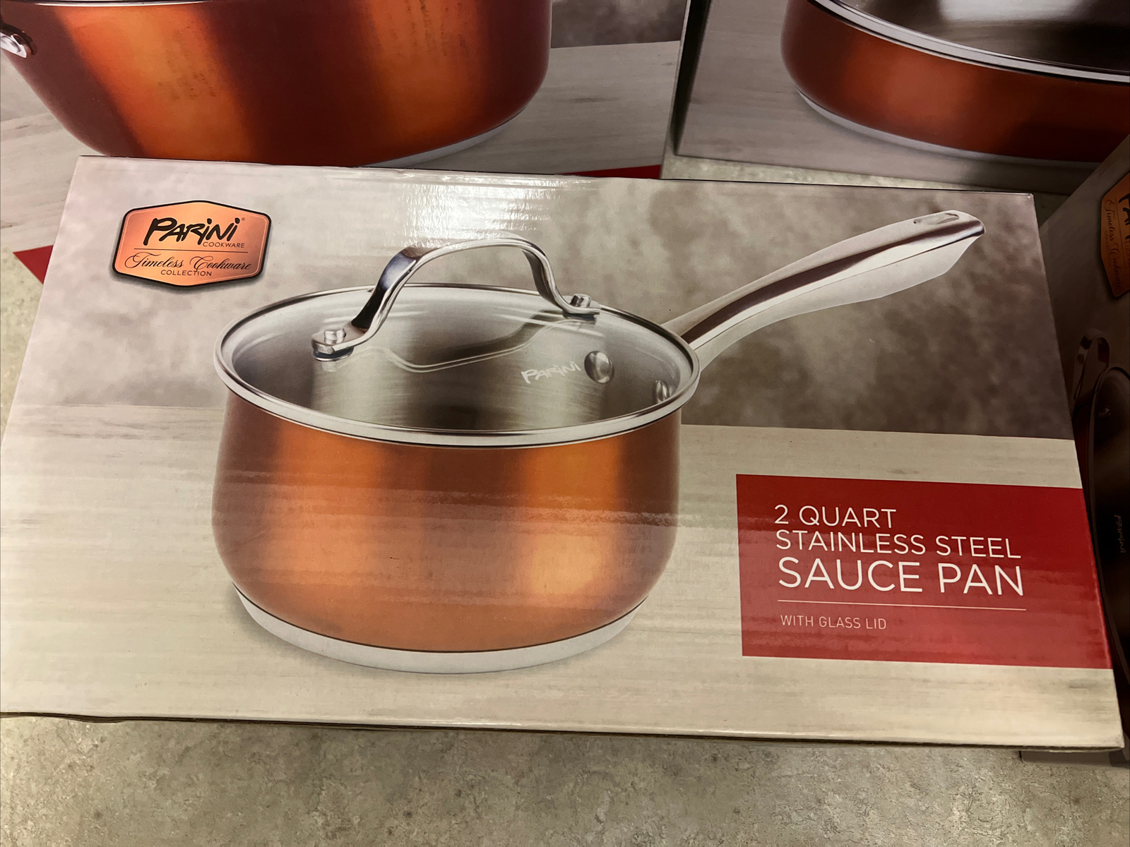 Parini Stainless Steel Timeless Copper Color Cookware Set, 8 Piece Pans ...