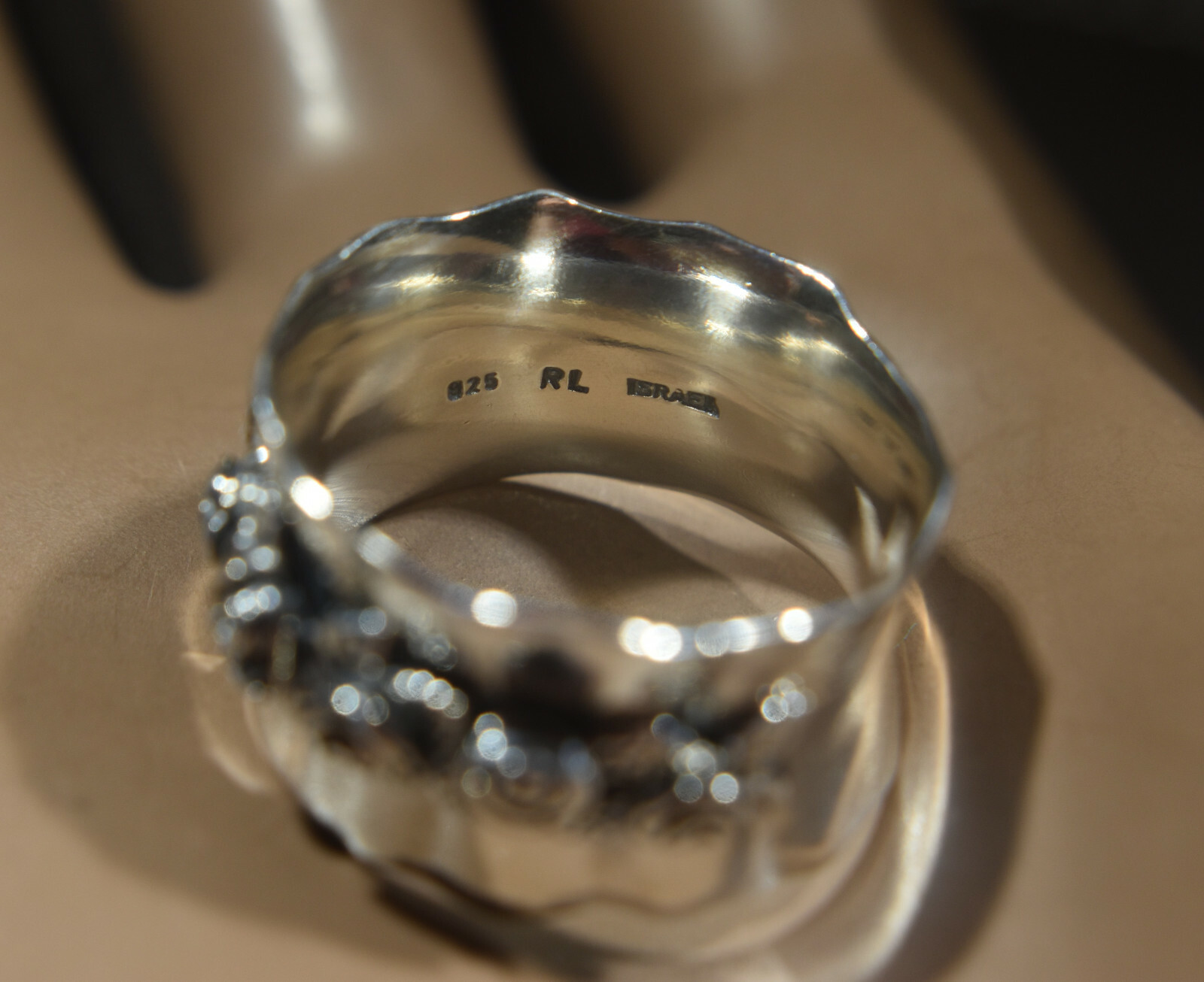 Sterling Silver Wide Band Rippled Ring Israel (RL) | eBay