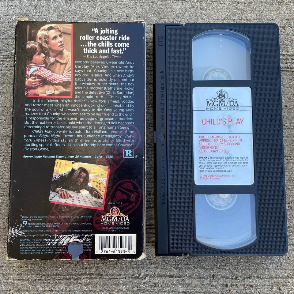 Child’s Play VHS 1988 MGM/UA Home Video 1st Release Chucky Tom Holland ...