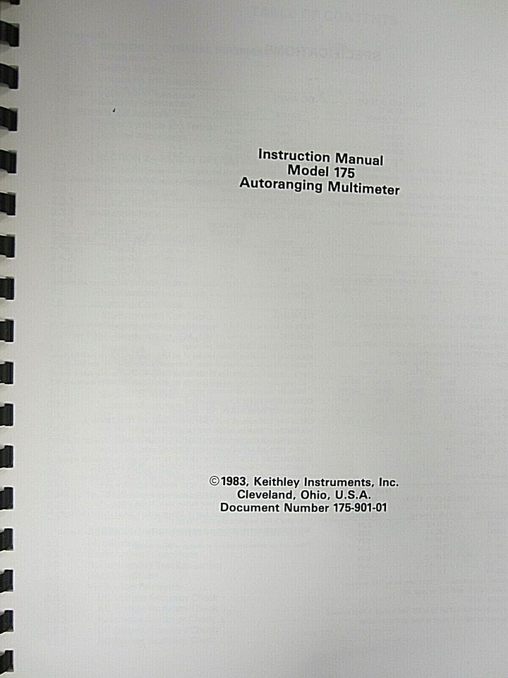 Keithley Model 175 Autoranging Multimeter Instruction Manual 175-901-01 ...