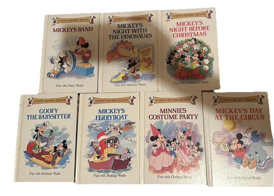 VTG Lot of 7 Disney Rhyming Reader Books 1988 Grolier Publishing Mickey ...