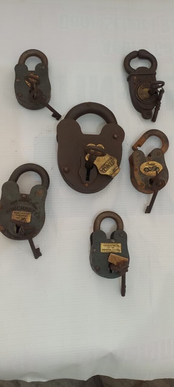 Vintage Design Old iron Padlocks functional Iron Pad Locks Lots Of 15 ...