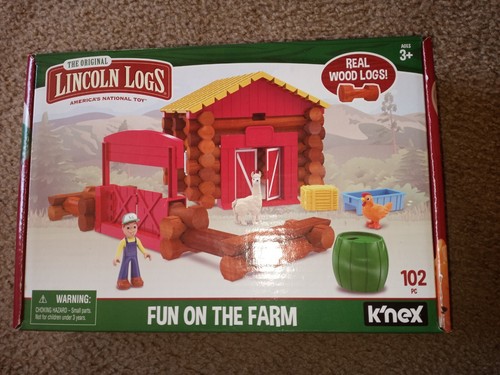 LINCOLN LOGS – Fun On The Farm - 102 Parts - Real Wood Logs - Ages 3 ...