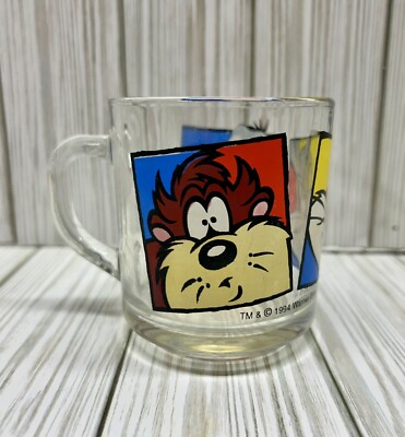 Vintage 1994 Looney Tunes Glass Coffee Mug Daffy Bugs Taz Rare 10 oz | eBay