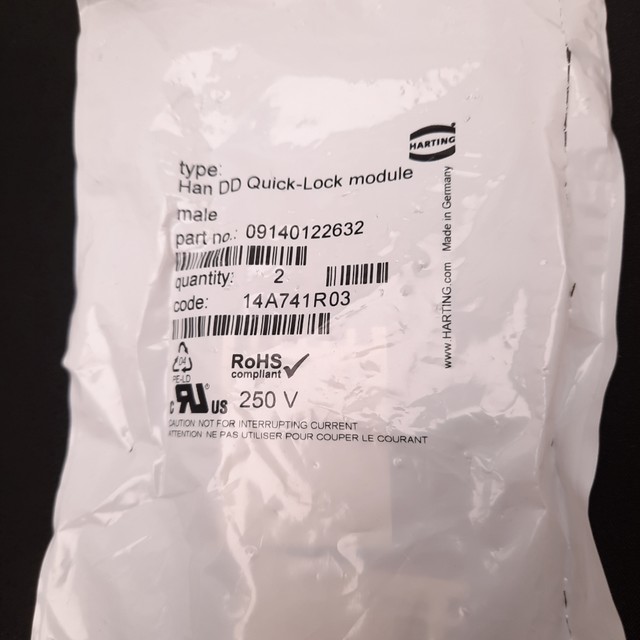 Harting 09140122632 Han DD Quick-Lock module termination male-bag of 2 ...