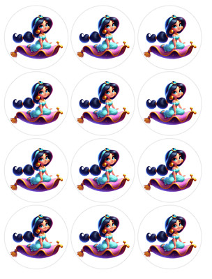 12 count Princess Jasmine Edible Image rounds, Wafer paper, pre cut, | eBay