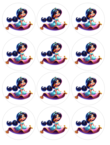 12 count Princess Jasmine Edible Image rounds, Wafer paper, pre cut, | eBay