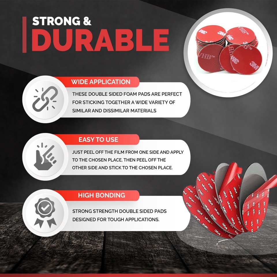 3M Double Sided Sticky Pads Strong VHB Adhesive Tape High Strength ...