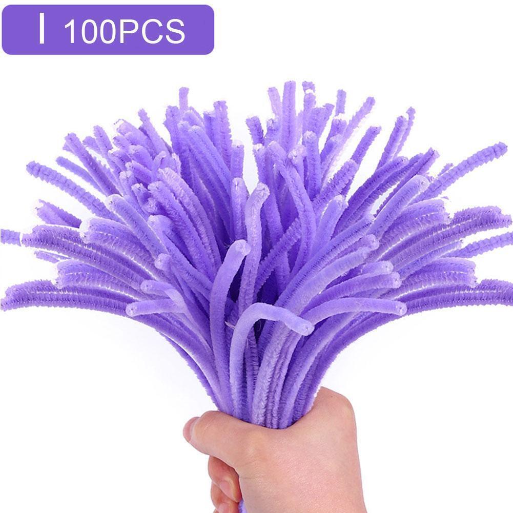 100 Pcs Chenille Craft Stems Pipe Cleaners Arts & Crafts Bendy Flexible ...