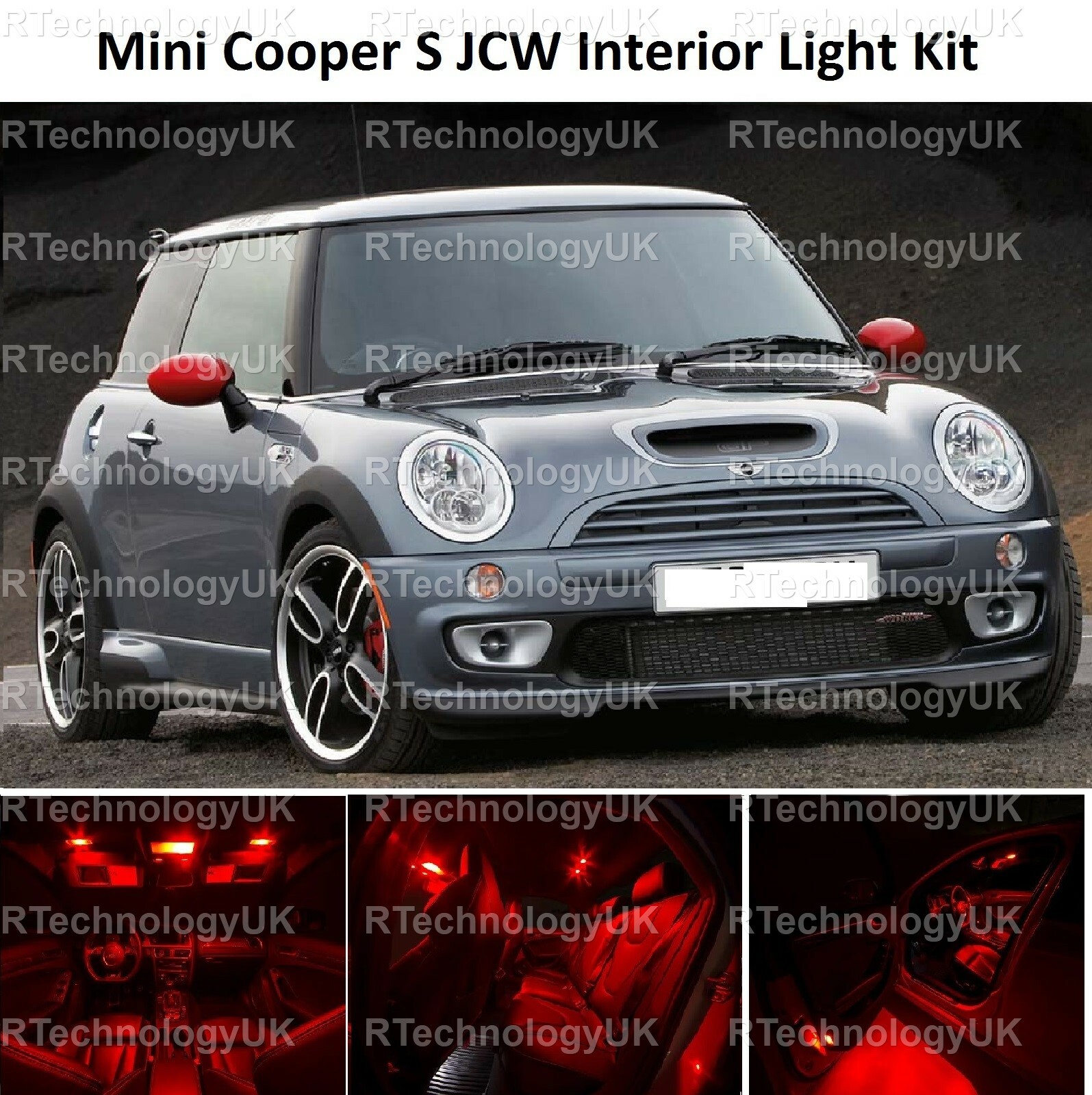 RED PREMIUM MINI COOPER S JCW R50 R53 INTERIOR FULL UPGRADE LED LIGHT ...