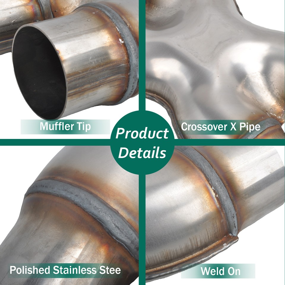 Universal Crossover X-Pipe Dual 2.5" In/Out Stainless Steel Muffler ...