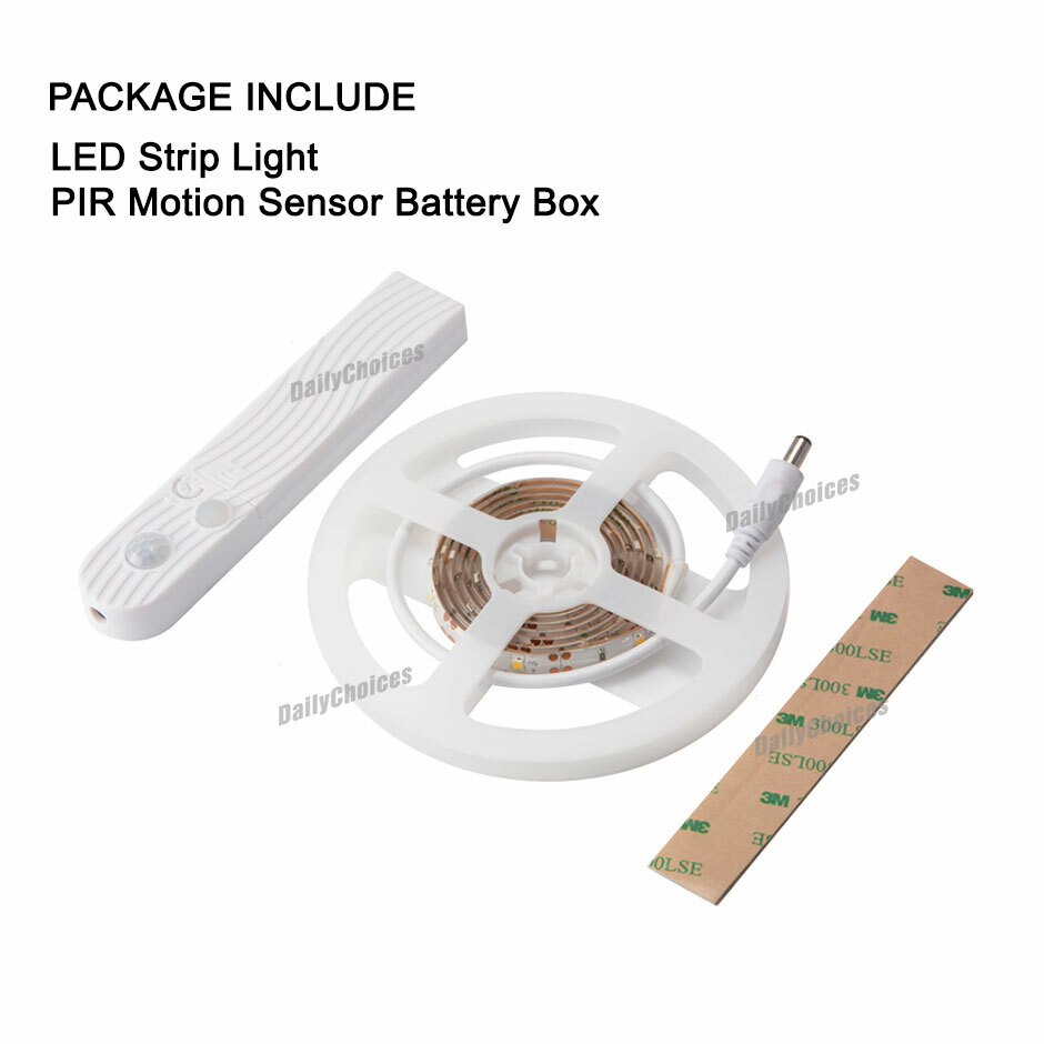 Battery Operated LED Strip Light Wireless PIR Motion Sensor Wardrobe ...