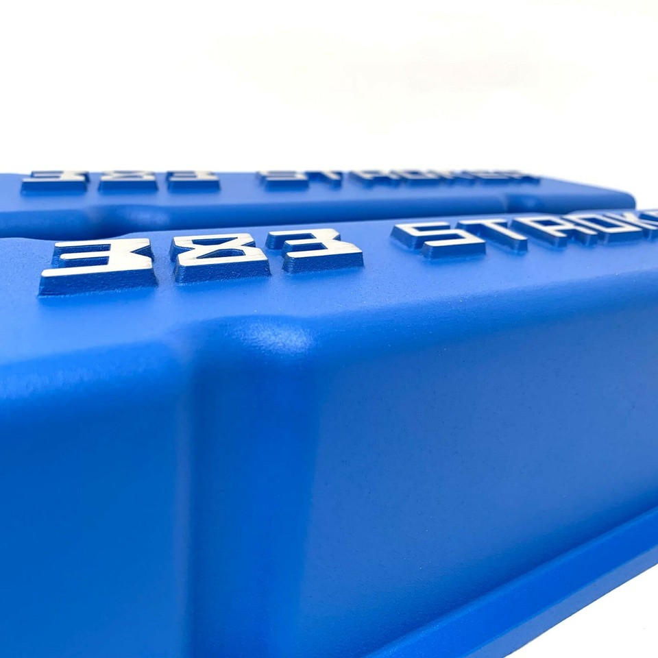 383 STROKER Small Block Chevy Tall Valve Covers - Raised Logo - Blue ...