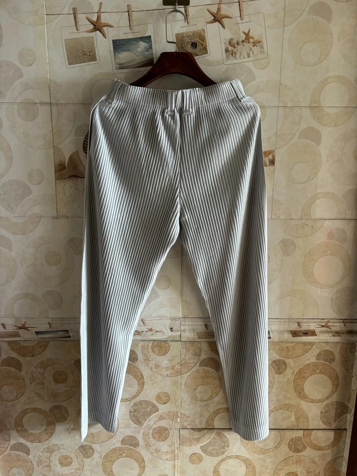 HOMME PLISSÉ ISSEY MIYAKE Pleated Basic Trousers JF150 Light gray Size ...