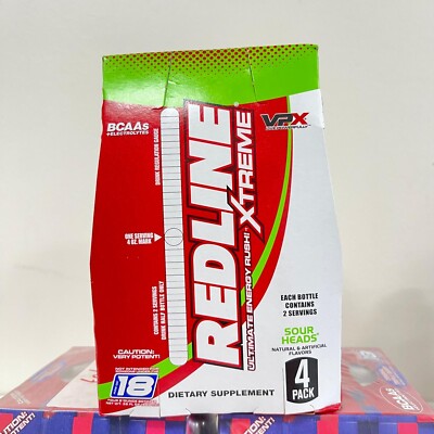 VPX Redline Xtreme Energy Drink Sour Heads 4 Count Exp 04-30-2025 | eBay