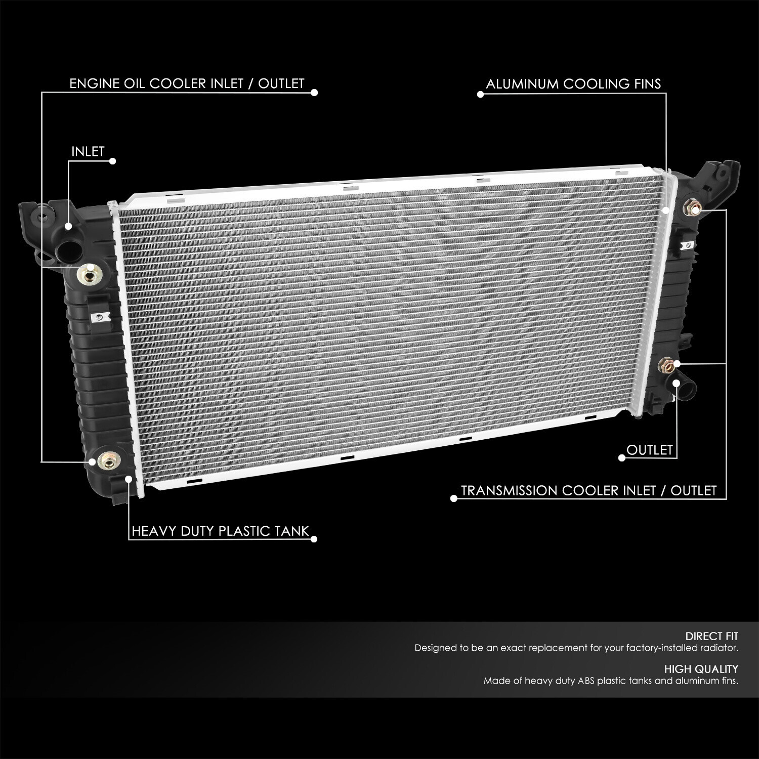 For 15-20 Silverado Sierra 1500 Yukon OE Style Aluminum Core Radiator ...