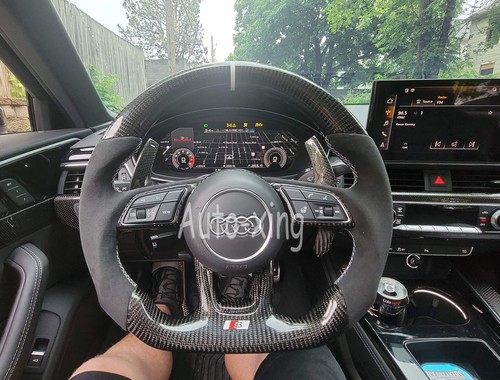 Real Carbon Fiber Flat Steering Wheel For Audi S5 S6 S7 RS4 RS5 RS6 RS7 ...