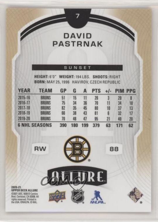 2020-21 Upper Deck Allure Sunset David Pastrnak #7 | eBay