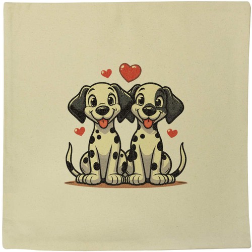40cm x 40cm 'Cute Dalmation Best Friends' Canvas Cushion Cover ...
