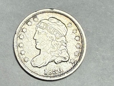 1836 CAPPED BUST silver U.S. half-dime. VF, cleaned. Some marks. #ru1 ...