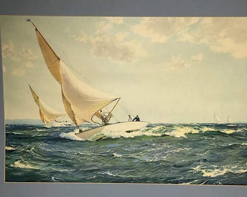 Montague Dawson Print Sailing Racing Neck On Neck Lithograph 1935 ...