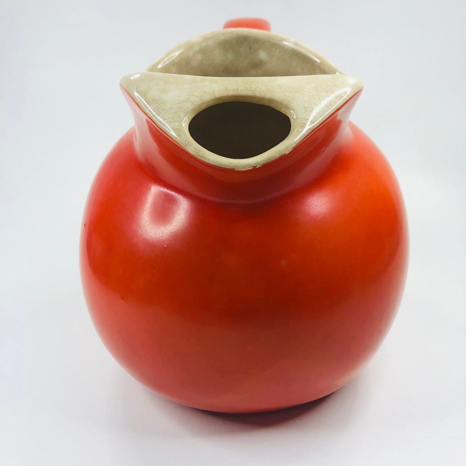 Hall Ball Pitcher, USA pottery Orange Jug Tilt Ball Pitcher Made in ...