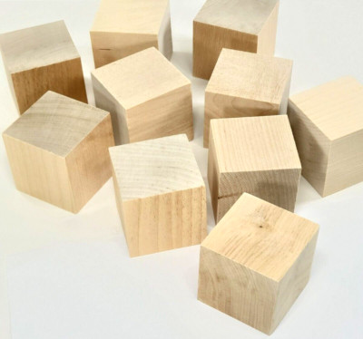 Pack of 10 - Premium Hardwood Blocks 2 Inch WOODEN CUBES Unfinished ...
