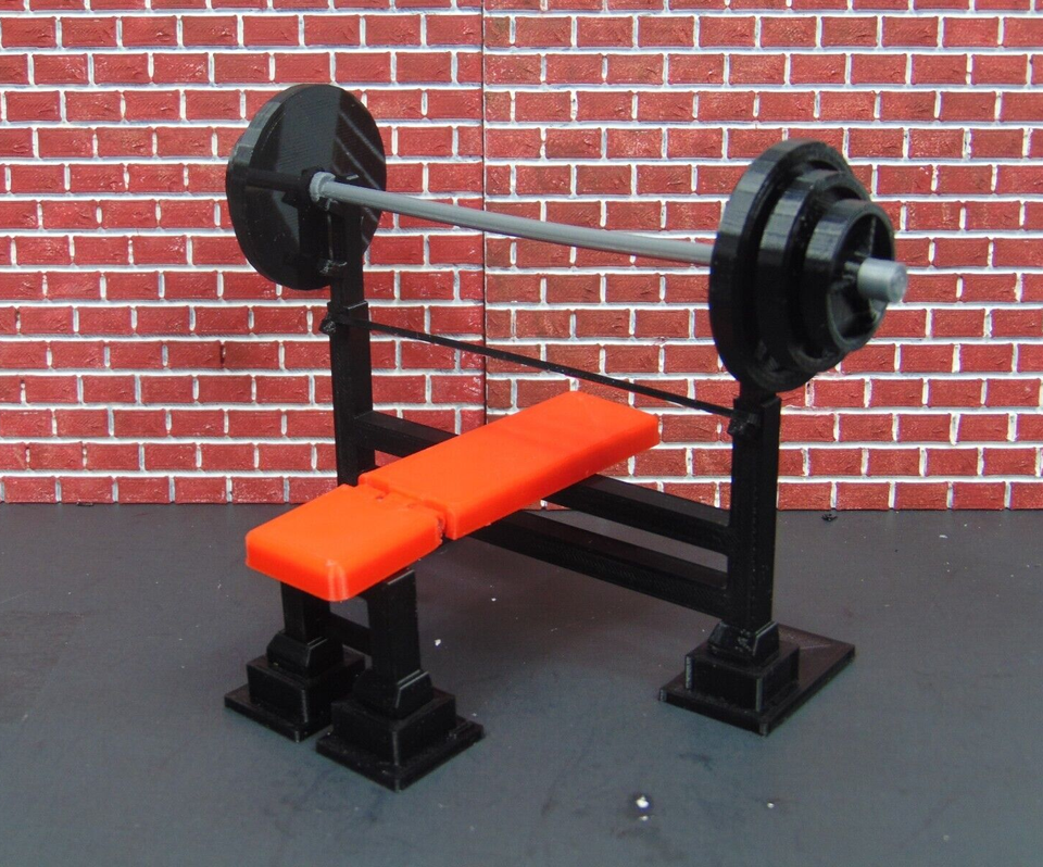 Custom 1:12 Weight Bench Rack Barbell Gym Workout Diorama Prop ...