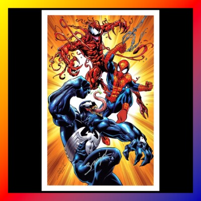 VENOM Signed ART PRINT Mark Bagley CARNAGE Spider-Man AUTOGRAPHED 17x11 ...