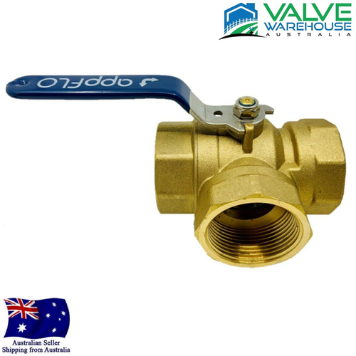 APPFLO-Brass Three (3) Way L Port Ball Valve-Female BSP-15mm (1/2 ...