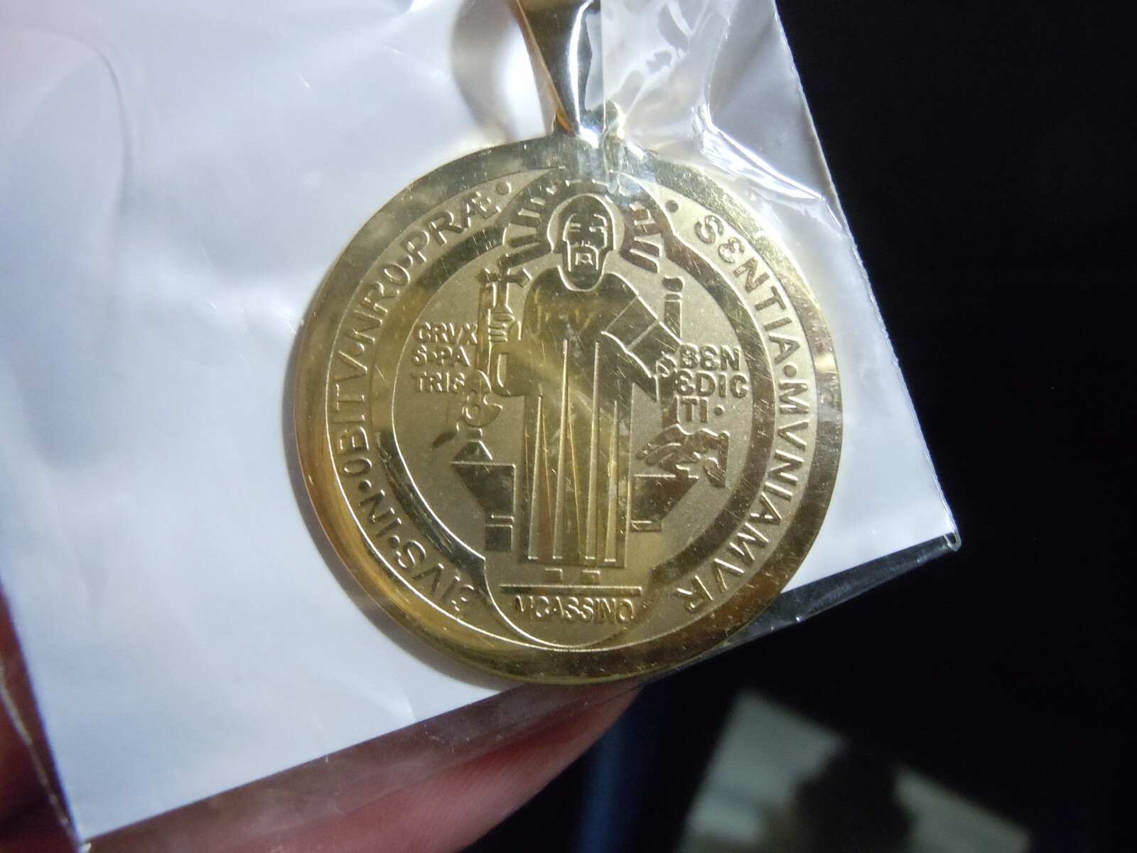 Gold Plate Catholic Sentia Mvniamvr Latin Pendant Brand New Seeled | eBay