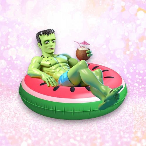 PRE-ORDER 12" Summer Monster Frankenstein In Pool Float Halloween Decor ...