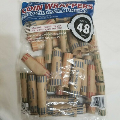 NEW Coin-Tainer Assorted Coin Wrappers 48 Count Mix Penny Nickel Dime ...